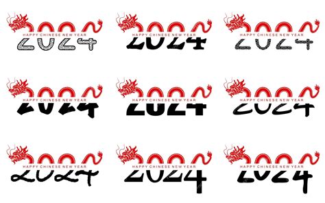 2024년 새해 복 많이 받으세요 드래곤 조디악 표지판 프리미엄 벡터
