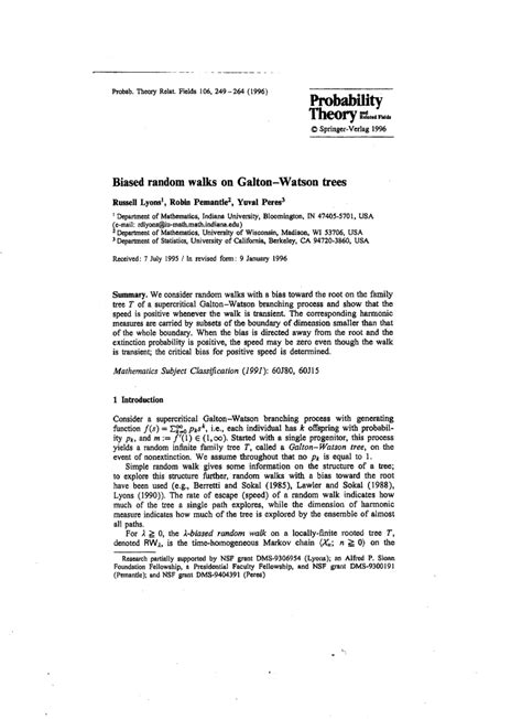 Pdf Biased Random Walks On Galton Watson Trees