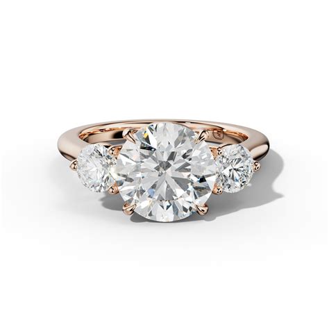 Elsa Round Center Round Side Diamond Three Stone Four Prong Setting