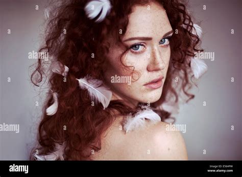 Curly Haired Sexy Babe Feather Fondling Telegraph