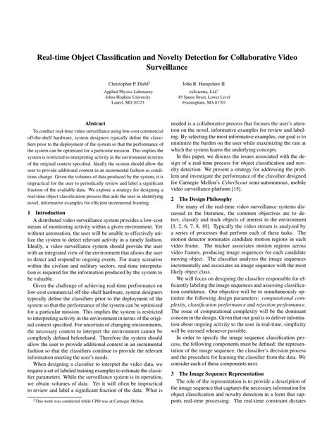 Pdf Real Time Object Classification And Novelty Detection For