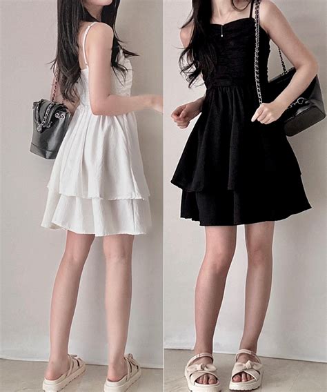 바캉스룩🌊여리핏 여름신상 벨르 스모크 러블리 큐티섹시 나시 여름 미니 원피스 2color 에이블리