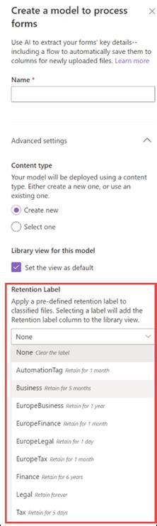 在 Sharepoint 中將保留標籤套用至文件處理模型 Microsoft Syntex Microsoft Learn