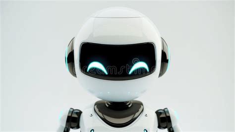 Cute Futuristic Robot On White Background Generative Ai Stock