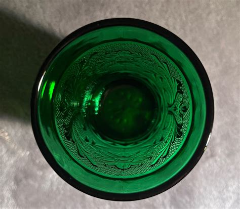 Four Emerald Green Anchor Hocking Sandwich Pattern Juice Glasses Forest