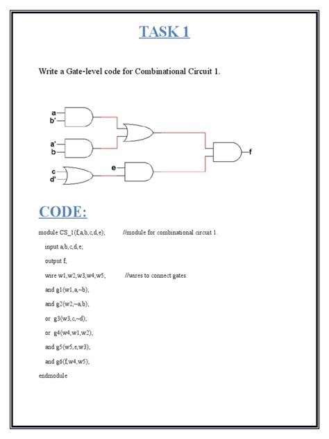 Task 1 Write A Gate Level Code For Combinational Circuit 1 Download
