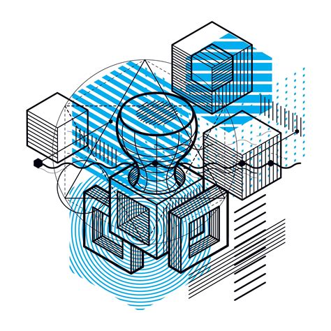 Premium Vector Abstract Background With Isometric Elements Vector Linear Art With Lines And