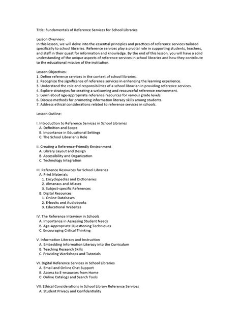 Reference Service In School Library Pdf School Library