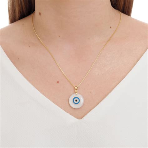 Colar Pingente Olho Grego Madrepérola Folheado a Ouro 18k Elo7