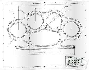 Knuckle Duster Plain Schematic Posters By Aromis Redbubble