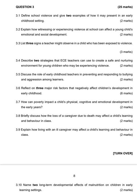 Question 3 25 Marks 31 Define School Violence And Give Two Examples