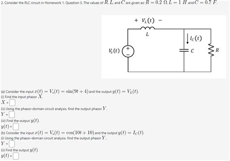 Solved Consider The Rlc Circuit In Homework 1 ﻿question 3