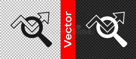 Black Magnifying Glass And Data Analysis Icon Isolated On Transparent