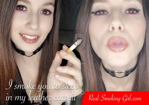 I Smoke You To Sleep In My Leather Catsuit Real Smoking