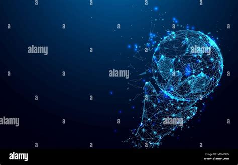 Abstract Goalkeeper Hands Catching Ball Form Lines And Triangles Point Connecting Network On