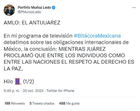 Amlo Es El Anti Juárez Acusa Porfirio Muñoz Ledo Por Esta Razón