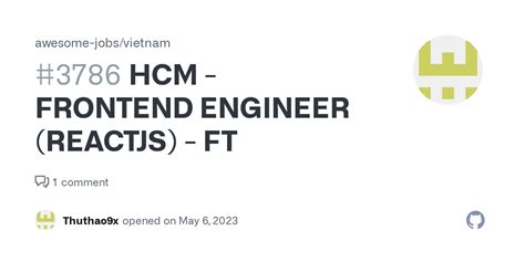 Hcm Frontend Engineer Reactjs Ft · Issue 3786 · Awesome Jobs