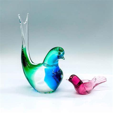 2pc Murano Glass Bird Figurines Auction