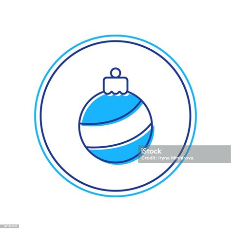 흰색 배경에 격리 된 윤곽 선명 한 크리스마스 볼 아이콘 메리 크리스마스와 새해 복 많은 새해 벡터 12월에 대한 스톡 벡터