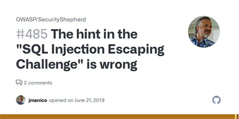 The Hint In The SQL Injection Escaping Challenge Is Wrong Issue