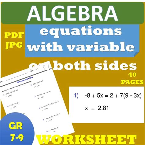 Solving Equations With Variables On Both Sides Worksheet Made By Teachers