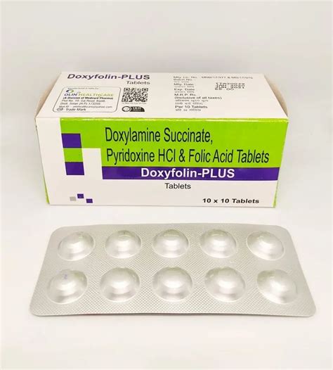 Doxyfolin Plus Doxylamine Succinate Pyridoxine Tablet For Clinic 10 Mg At Rs 65 Stripe In Solan