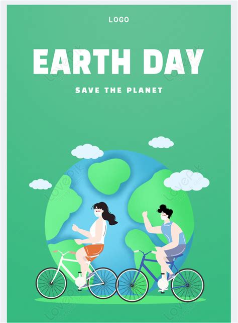 World Earth Day Protect Environment Green Bicycle Poster Template Image