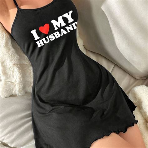 Temu｜womens I ️ My Husband Black Tank Dress Casual Spaghetti