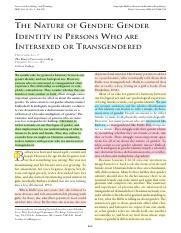 The Nature Of Gender Exploring Gender Identity In Intersexed Course Hero
