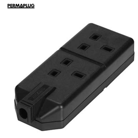 Permaplug 13a 2 Gang Trailing Socket Black