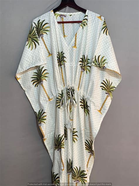 Cotton Kaftan Indian Floral Kaftan Long Caftandress For To Etsy