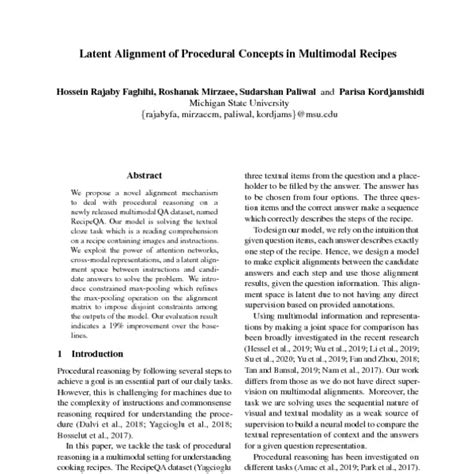 Latent Alignment Of Procedural Concepts In Multimodal Recipes Acl