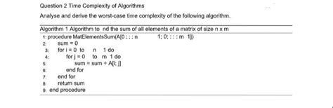 solved question 2 time complexity of algorithms analyse and