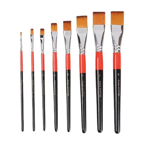 Набор плоских нейлоновых кистей для рисования акриловыми красками Aliexpress