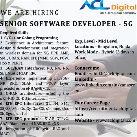 zahid ansari on linkedin hiring softwaredevelopers 5gcore 5g
