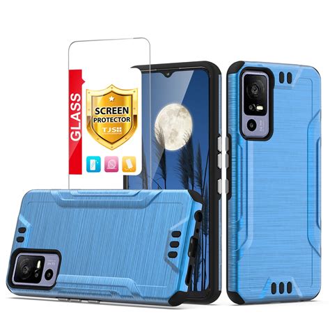 Tjs Tcl Xe G Phone Case Tempered Glass Screen Protector Shockproof Brushed Armor Metallic