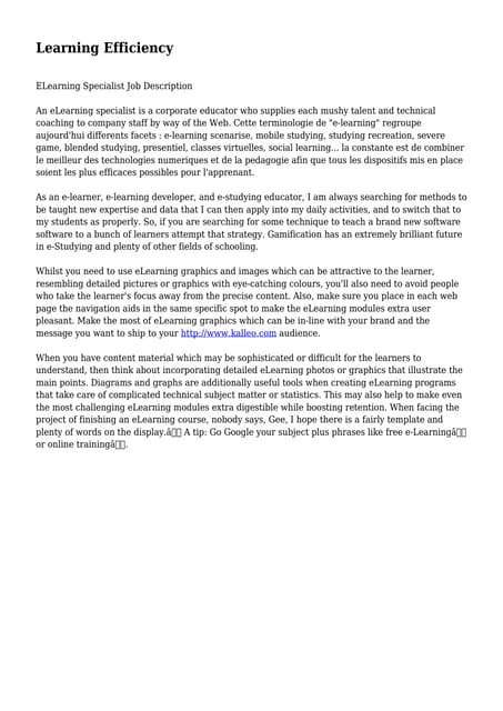 Learning Efficiency Pdf