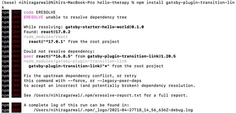 Javascript Unable To Install Gatsby Plugin Transition Link With Npm Stack Overflow