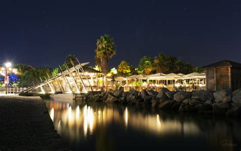 배경 화면 장시간 노출 여름 반사 바닷가 물 구근 밤 등 저녁 니콘 1855mm 출발 활주로 해변가 Portgrimaud 기혼 D3100