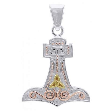 Thors Hammer 3 Tone Mjolnir Pendant In Sterling Silver Mjolnir Asatru