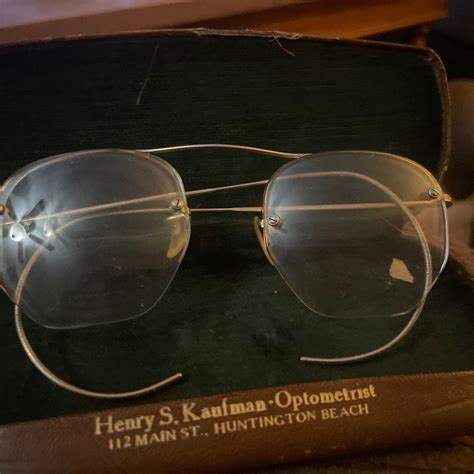 Antique Wire Spectacles Eyeglasses Gold Filled Hexago Gem