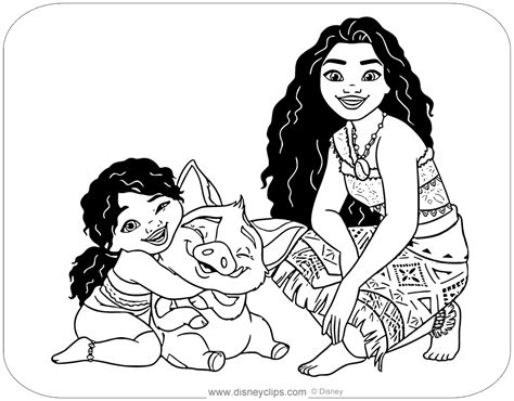 Moana Pua Para Maui Coloring Pages Colorir Disney Desenhos Color