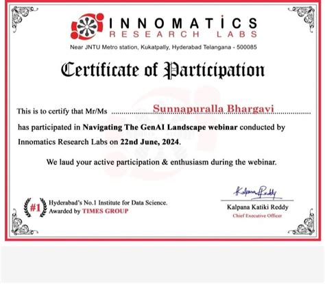 Bhargavi S On Linkedin Generativeai Artificialintelligence Certificate