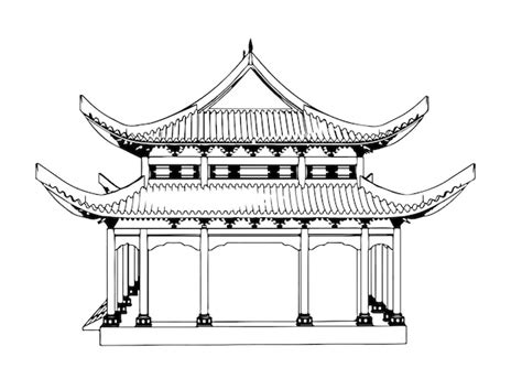 Tekening Van Een Oud Japans Huis Op Een Witte Achtergrondvector