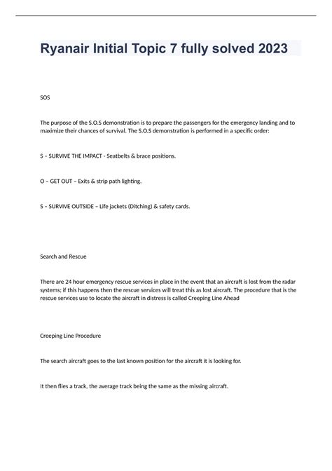 Ryanair Exam With Complete Solution Pack 2023 Stuvia Us