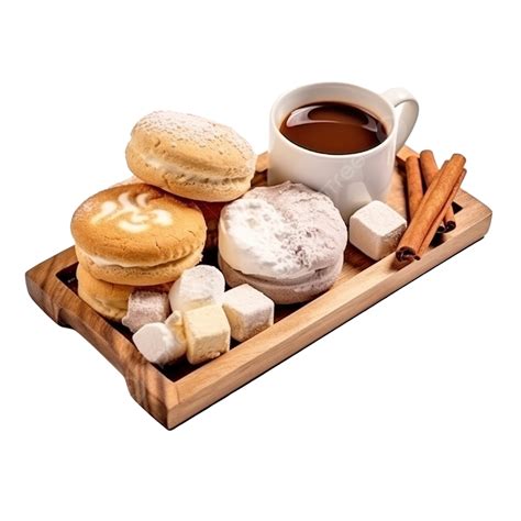 마시멜로와 진저브레드를 곁들인 나무 쟁반 커피에 담긴 축제 크리스마스 음식 찻잔 커피 레스토랑 음료 컵 Png 일러스트 및 이미지 에 대한 무료 다운로드 Pngtree