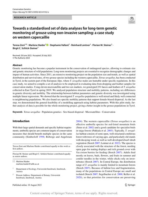 Pdf Towards A Standardised Set Of Data Analyses For Long Term Genetic Monitoring Of Grouse