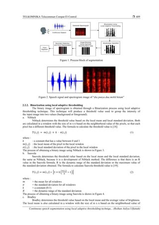 Continuous Speech Segmentation Using Local Adaptive Thresholding