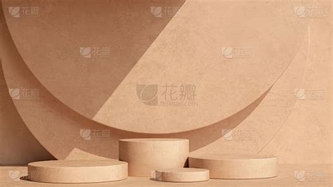 产品设置平台米色抽象极简几何，最小几何形状的室内，对象放置，抽象灰色背景房间，3d渲染，素材 花瓣网
