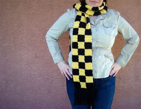 Big Checkers Scarf Yellow And Black Checkered Scarf For Men Etsy